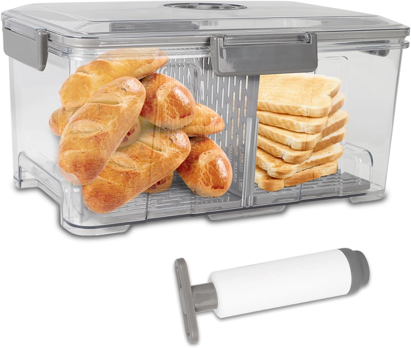 Bread Bin Airtight Bread Storage Container with Pump,Time Recording ...