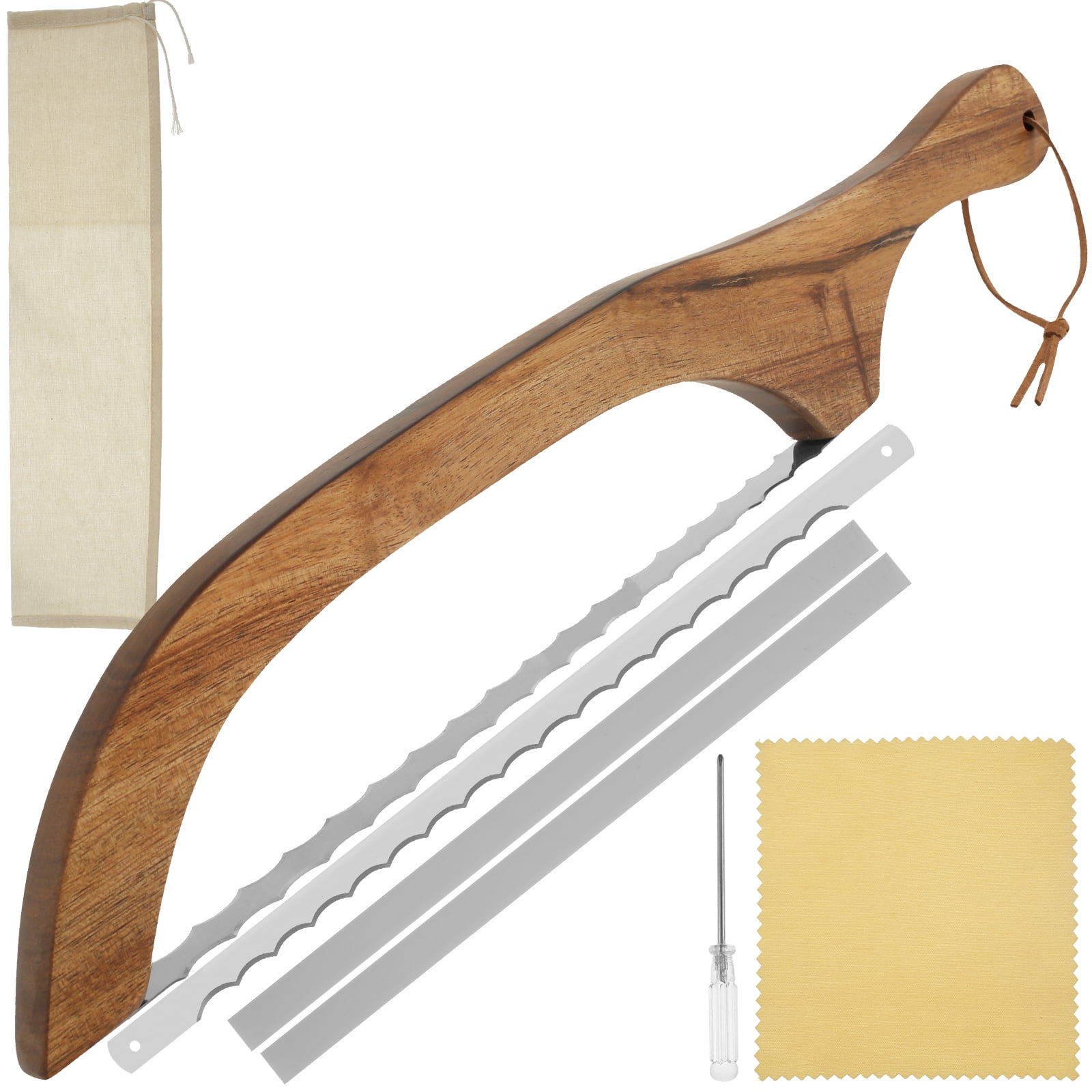 Bread Bow Cutter Stainless Steel Sourdough Bread Slicer with Wood ...