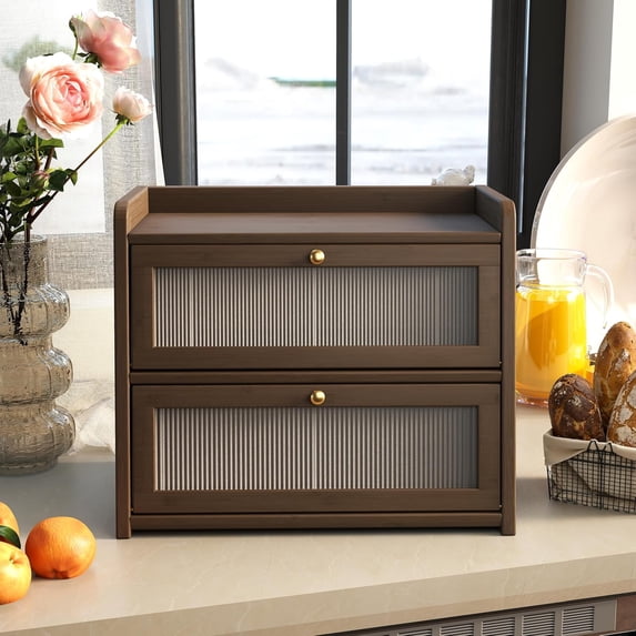 Bread Box, 2-Layer Bread Box for Kitchen Countertop, Large Capacity ...