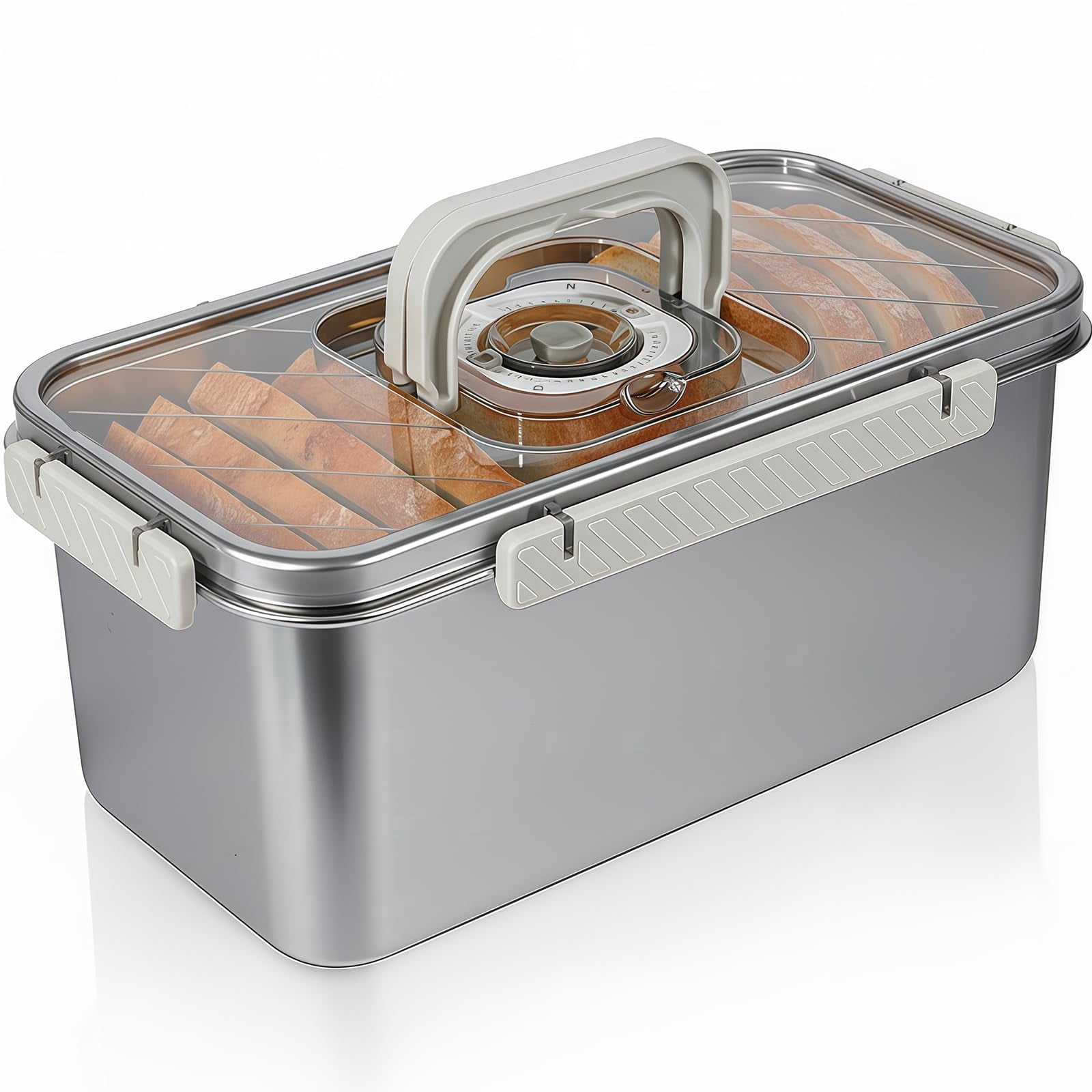 Bread Box Airtight 304 Stainless Steel Container Dishwasher Safe ...