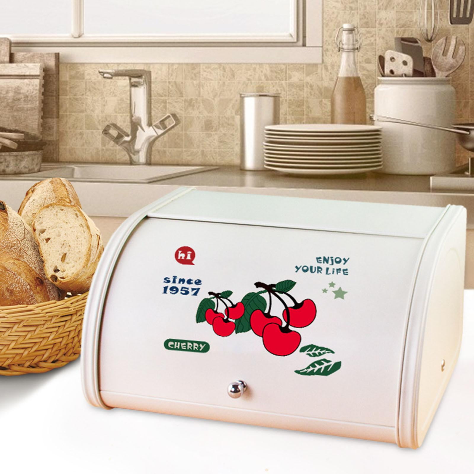 Bread Box Bin with Roll Lid Farmhouse for Baked Goods Countertop ...