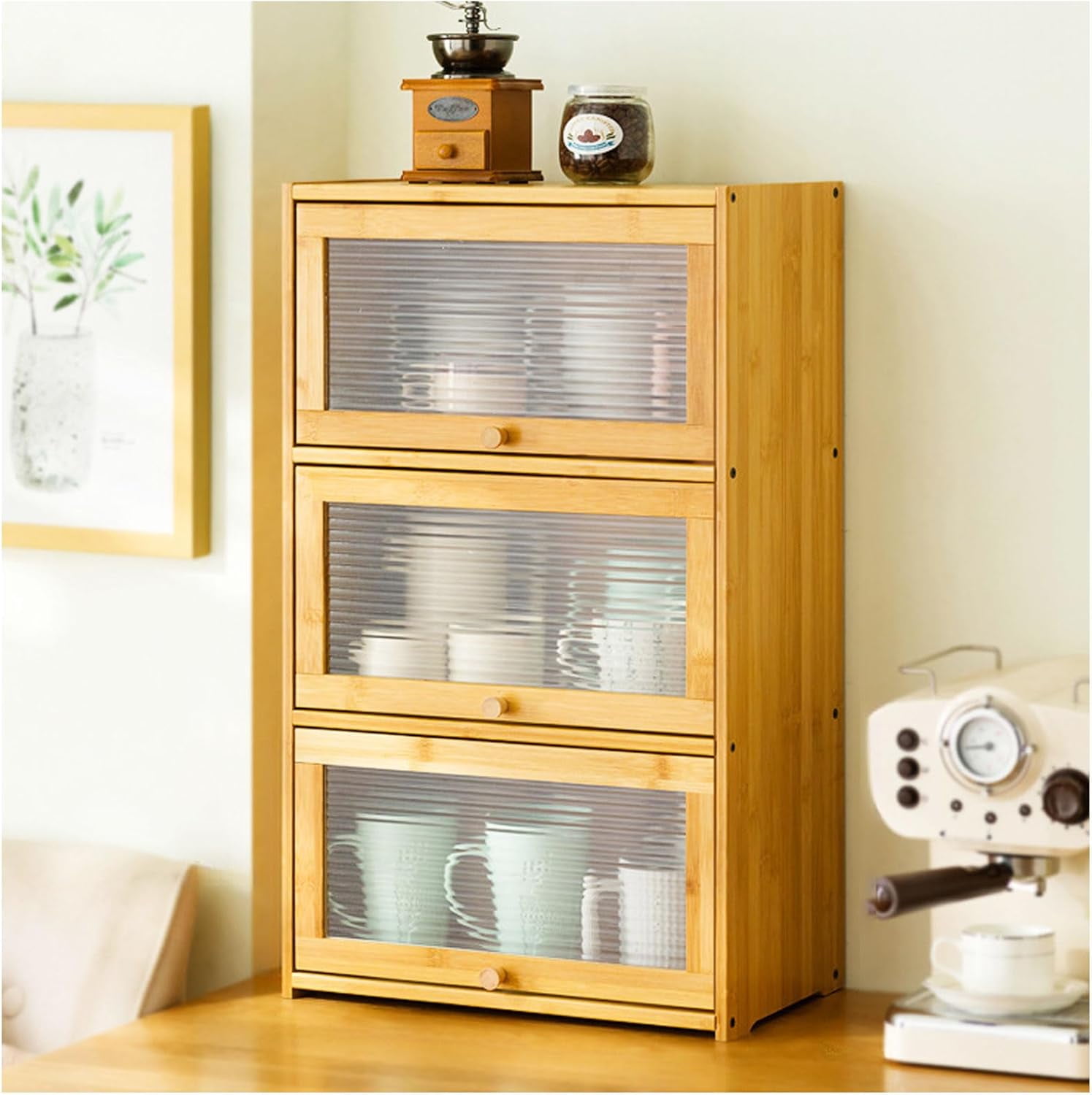 Bread Box for Kitchen Counter, Large Bamboo Bread Storage Container ...