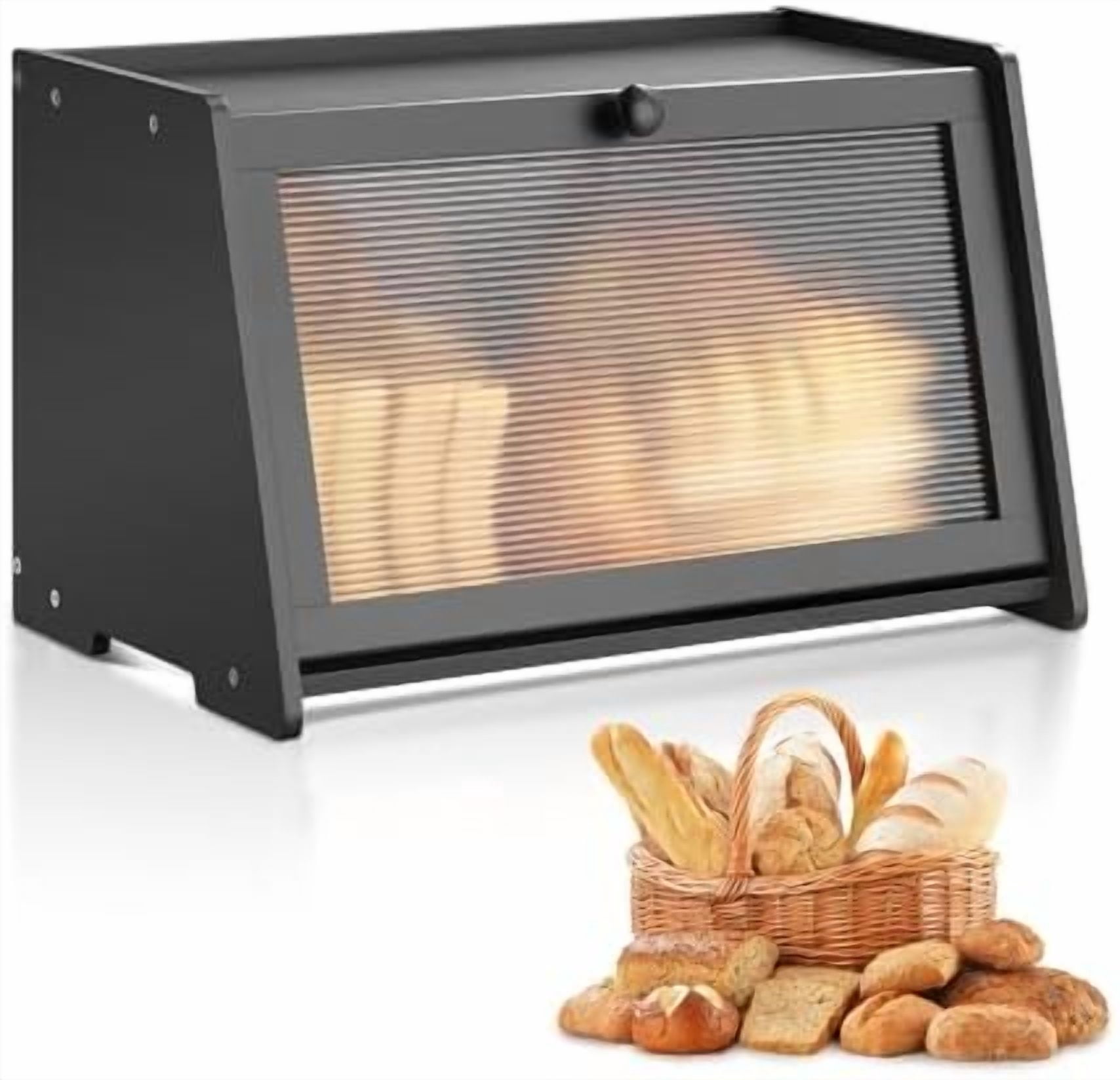 Bread Box for Kitchen Counter, Large Capacity Bamboo Bread Storage ...