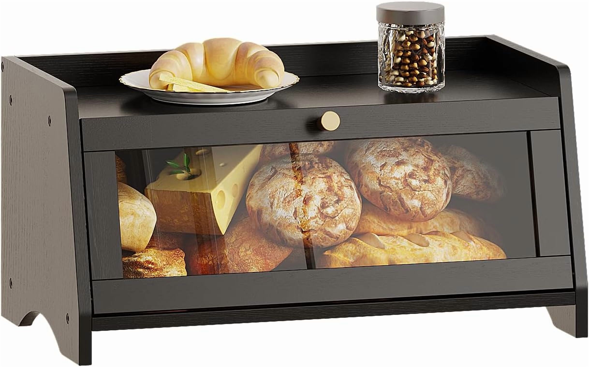 Bread Box for Kitchen Countertop, Bamboo Bread Box for Homemade Bread ...