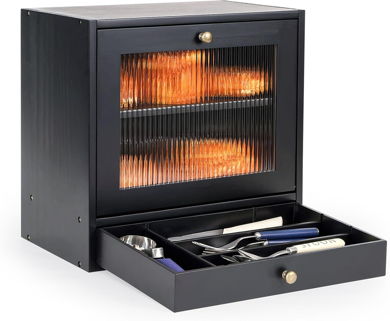 Bread Box for Kitchen Countertop Bin 2 Layer Wooden Bread Storage ...