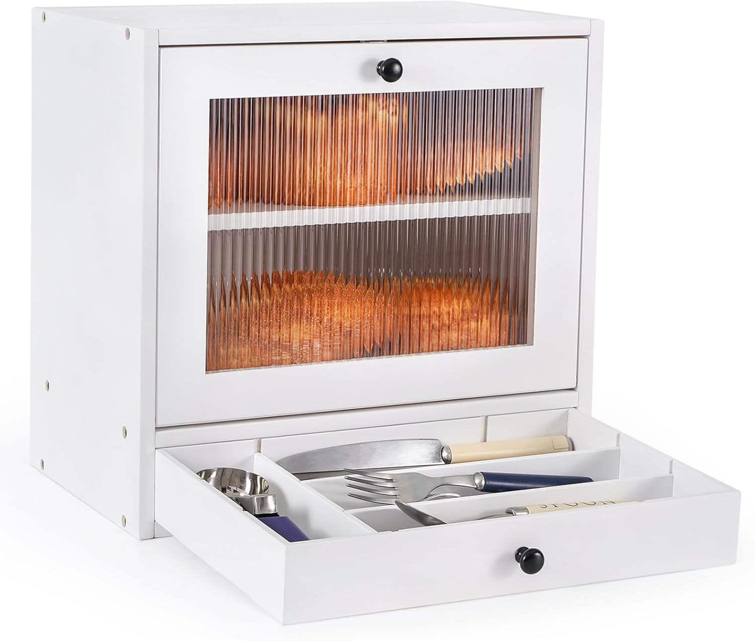 Bread Box for Kitchen Countertop Bin 2 Layer Wooden Bread Storage ...