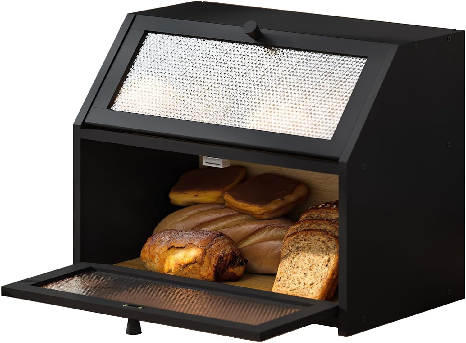 Bread Box for Kitchen Countertop Bin Double Layer Bread Box Storage ...