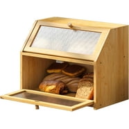 HOMEKOKO Large Capacity Bamboo Bread Box, Double Layer, Kitchen Counter ...