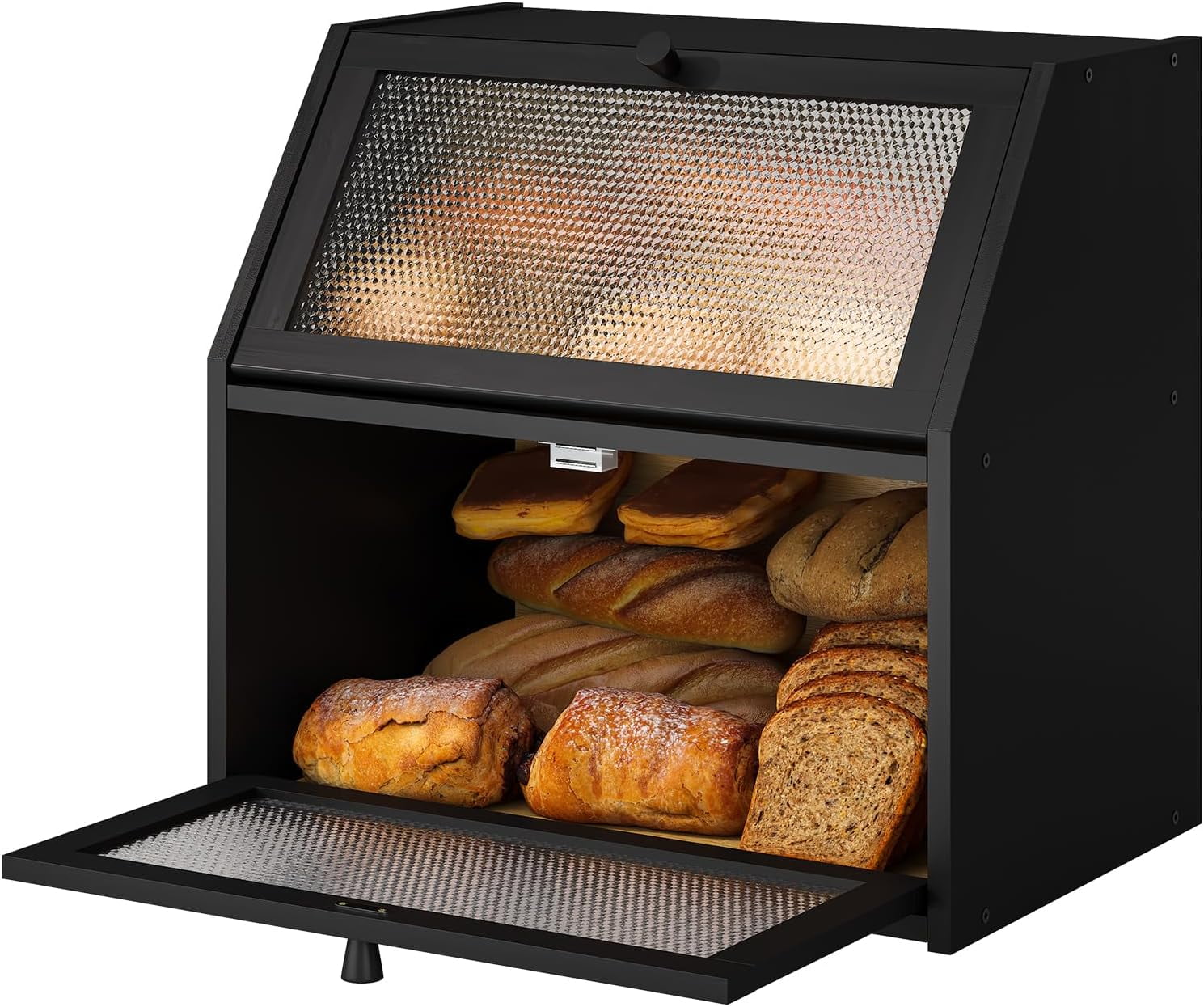Bread Box for Kitchen Countertop Bin Double Layer Bread Box Storage ...