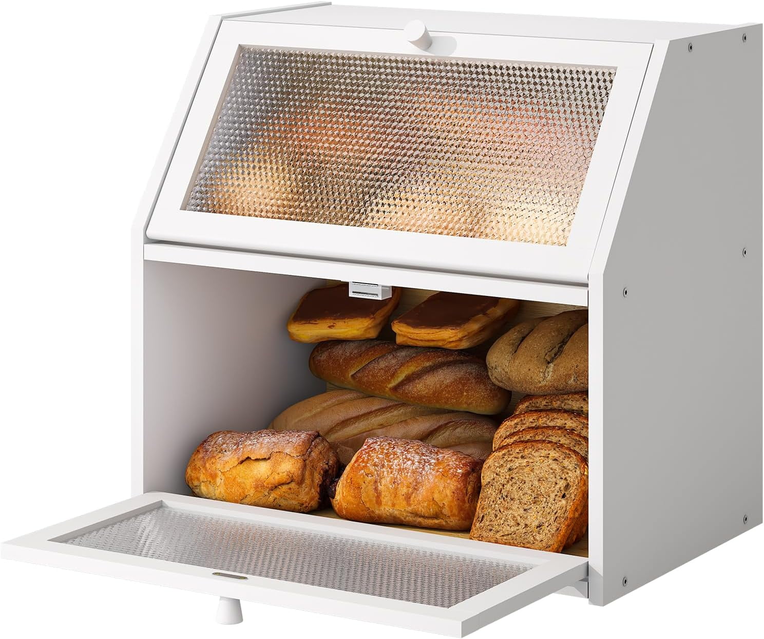 Bread Box for Kitchen Countertop Bin Double Layer Bread Box Storage ...