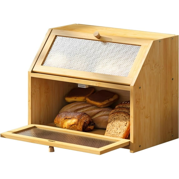 Bread Box for Kitchen Countertop Bin Double Layer Bread Box Storage ...