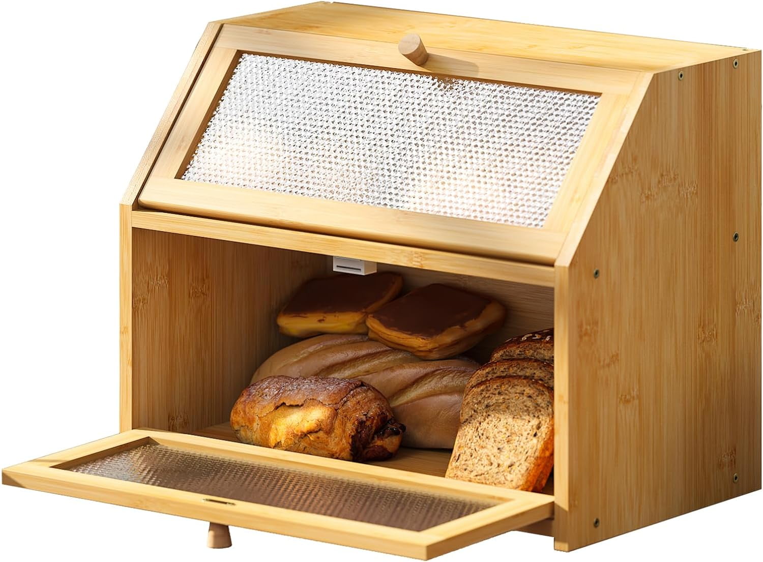Bread Box for Kitchen Countertop Bin Double Layer Bread Box Storage ...