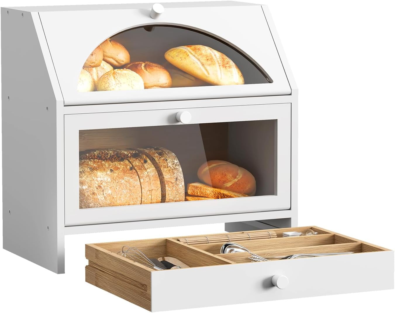 Bread Box for Kitchen Countertop Corner Bread Box Bamboo Extra Large ...