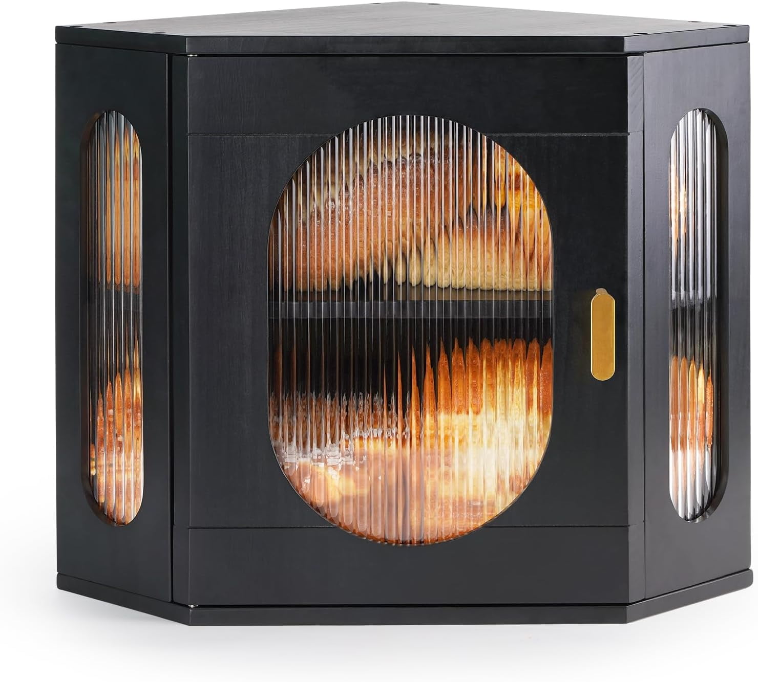 Bread Box for Kitchen Countertop Corner Bread Storage Wooden Breadbox ...