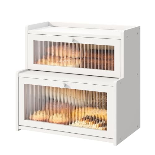 Bread Box for Kitchen Countertop Double Layer Large Corner Bread Box ...