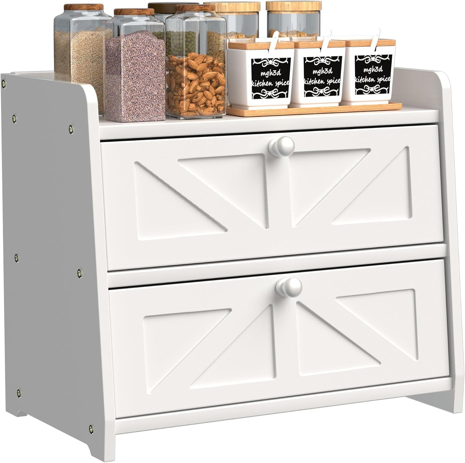 Bread Box for Kitchen Countertop, Double Layer Wooden Breadbox, Large ...