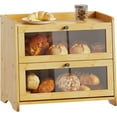 Bread Box for Kitchen Countertop, Extra Large Bamboo Bread Storage ...