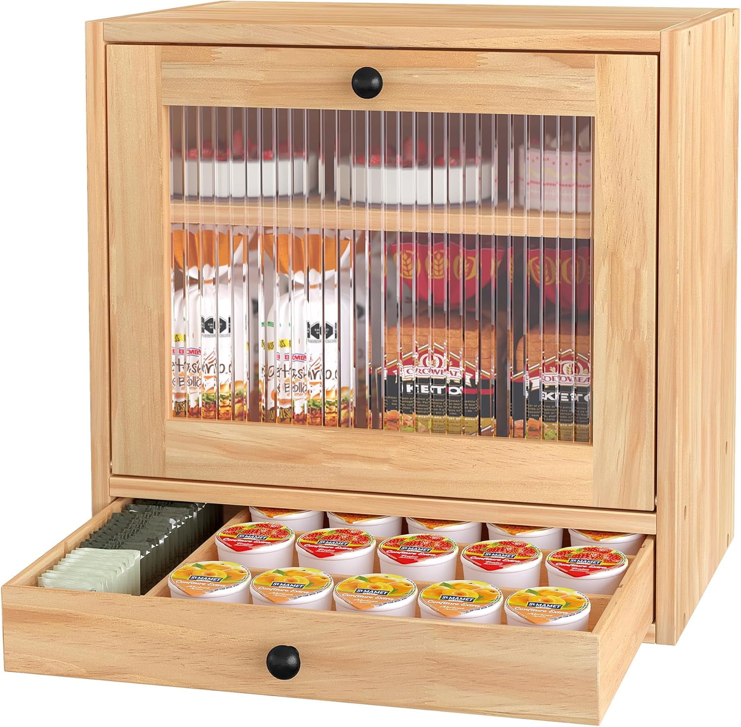 Bread Box for Kitchen Countertop, Large Corner Bread Storage Container ...