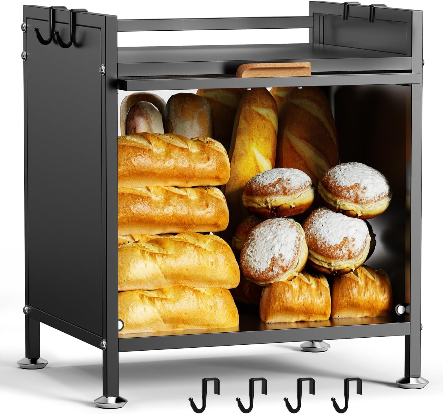 Bread Box for Kitchen Countertop, Large Bread Storage Container for ...