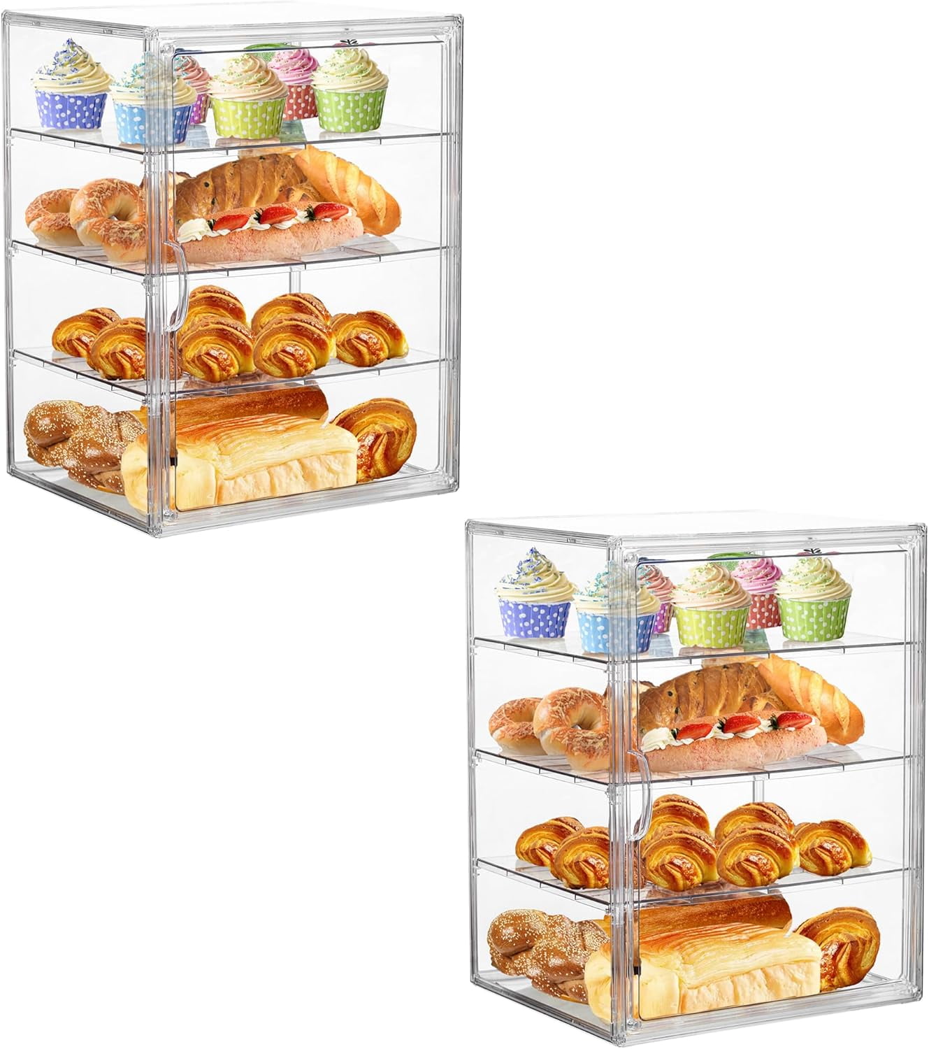 Bread Box for Kitchen Countertop Pastry Display Case 4 Layers ...