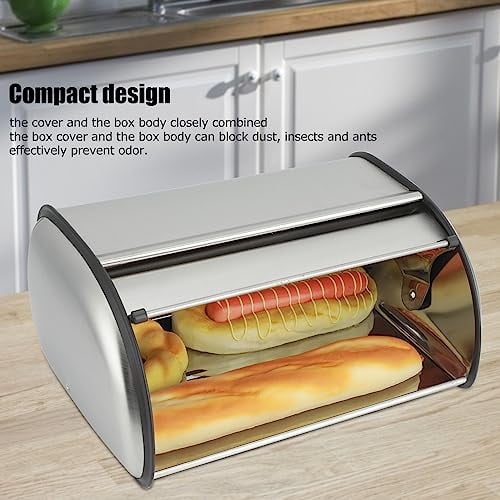 Bread Box for Kitchen Countertop, Stainless Steel Bread Holder, Large ...