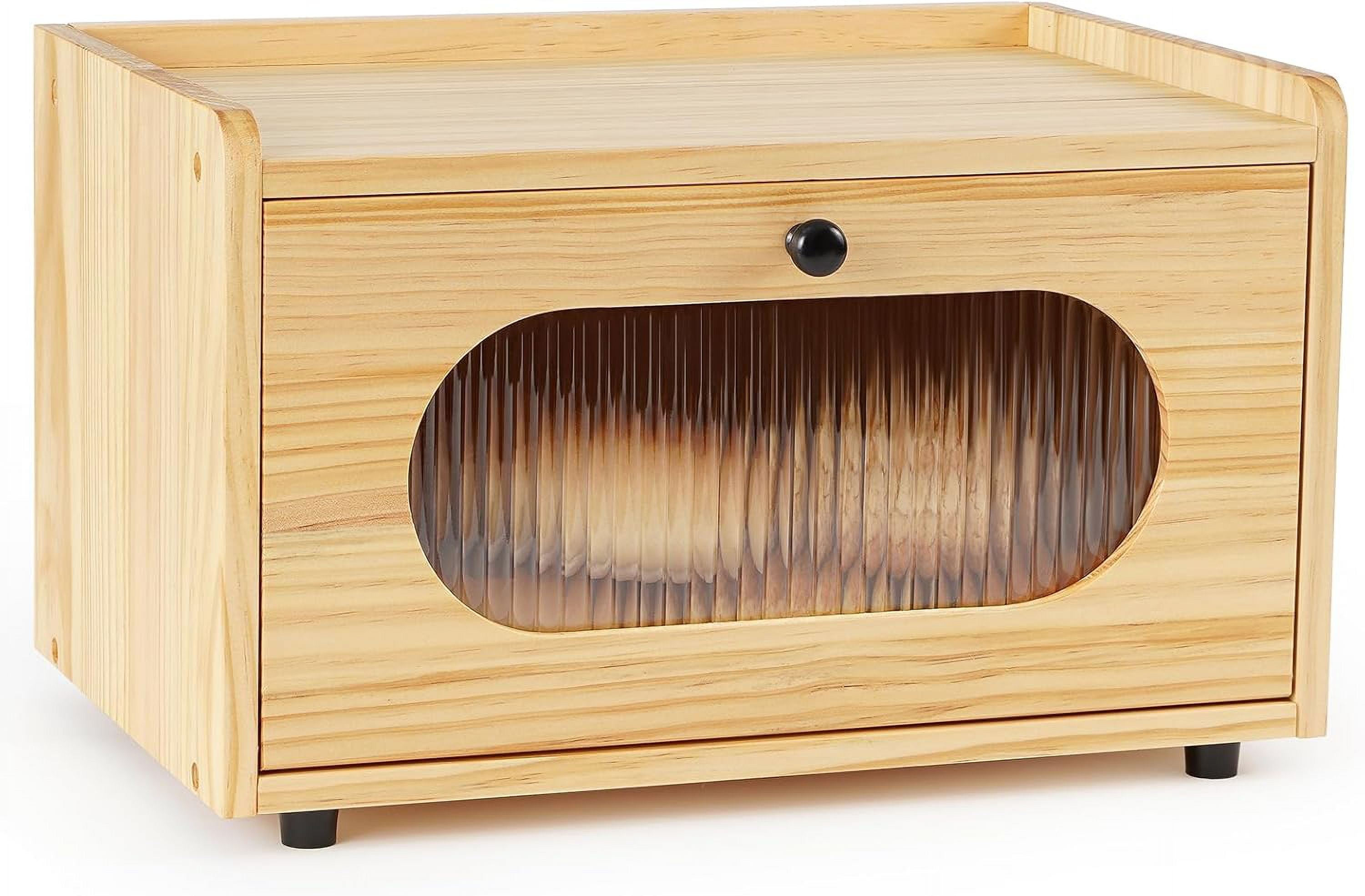 Bread Box for Kitchen Countertop Storage Wooden Breadbox Holder ...