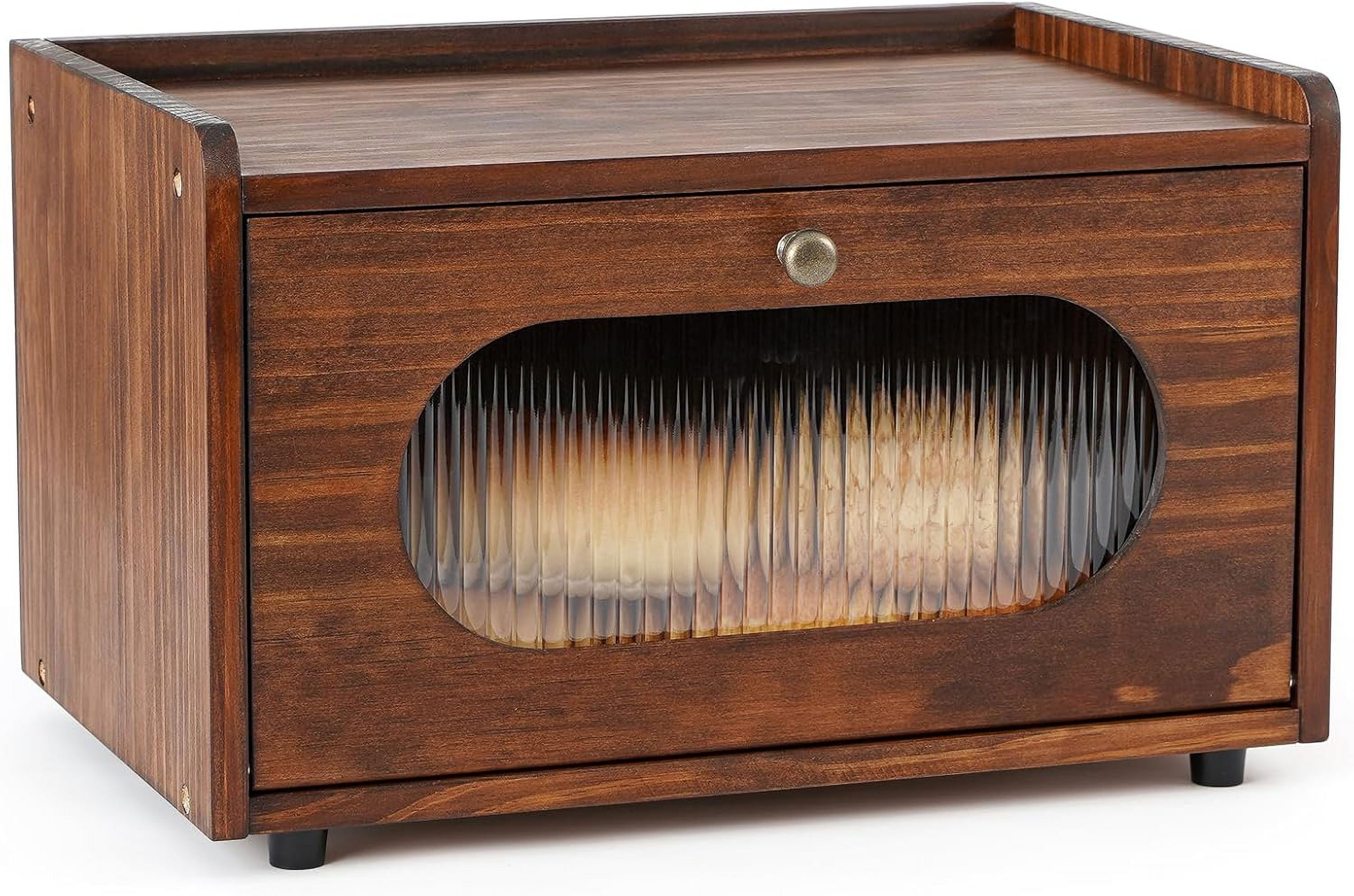 Bread Box for Kitchen Countertop Storage Wooden Breadbox Holder ...