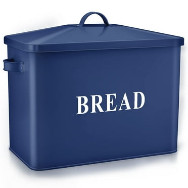 Granrosi Large Kitchen Storage Bin, 10" Tall White Metal Bread Box with ...