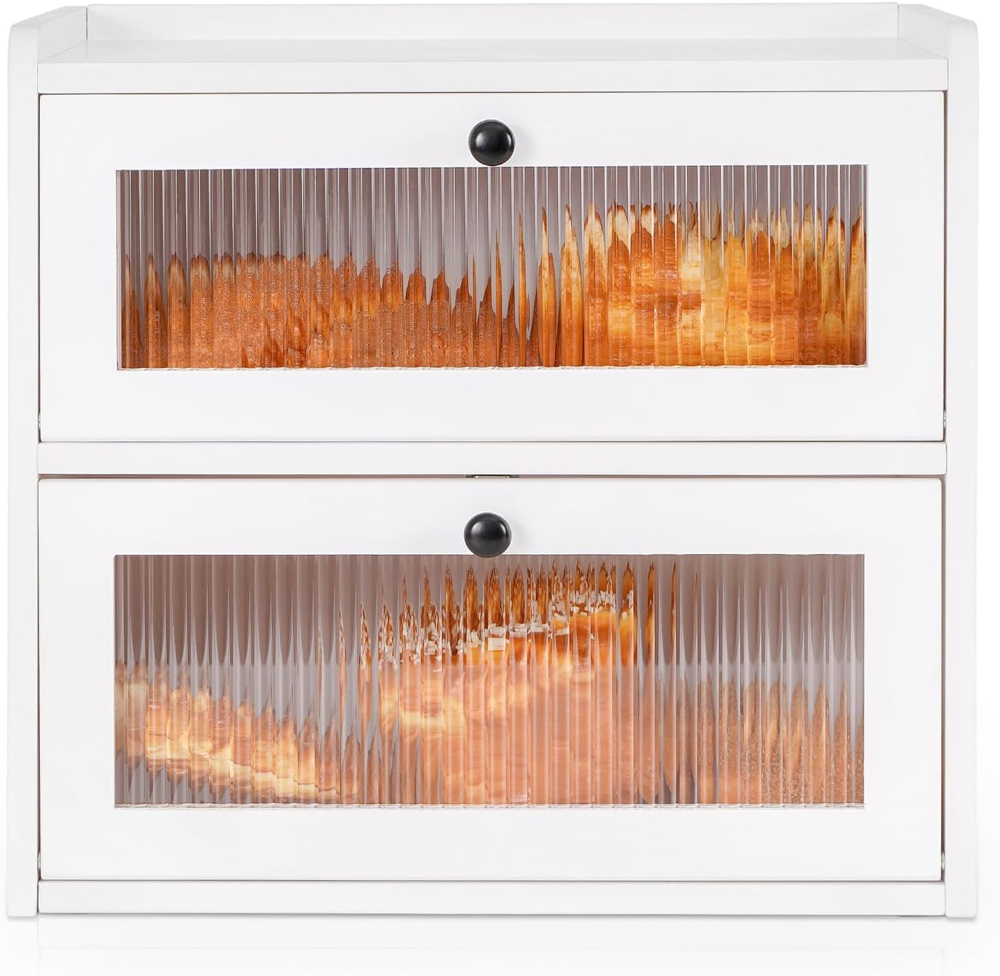 Bread Box for Kitchen Countertop Wooden Bread Storage Container Bin 2 ...