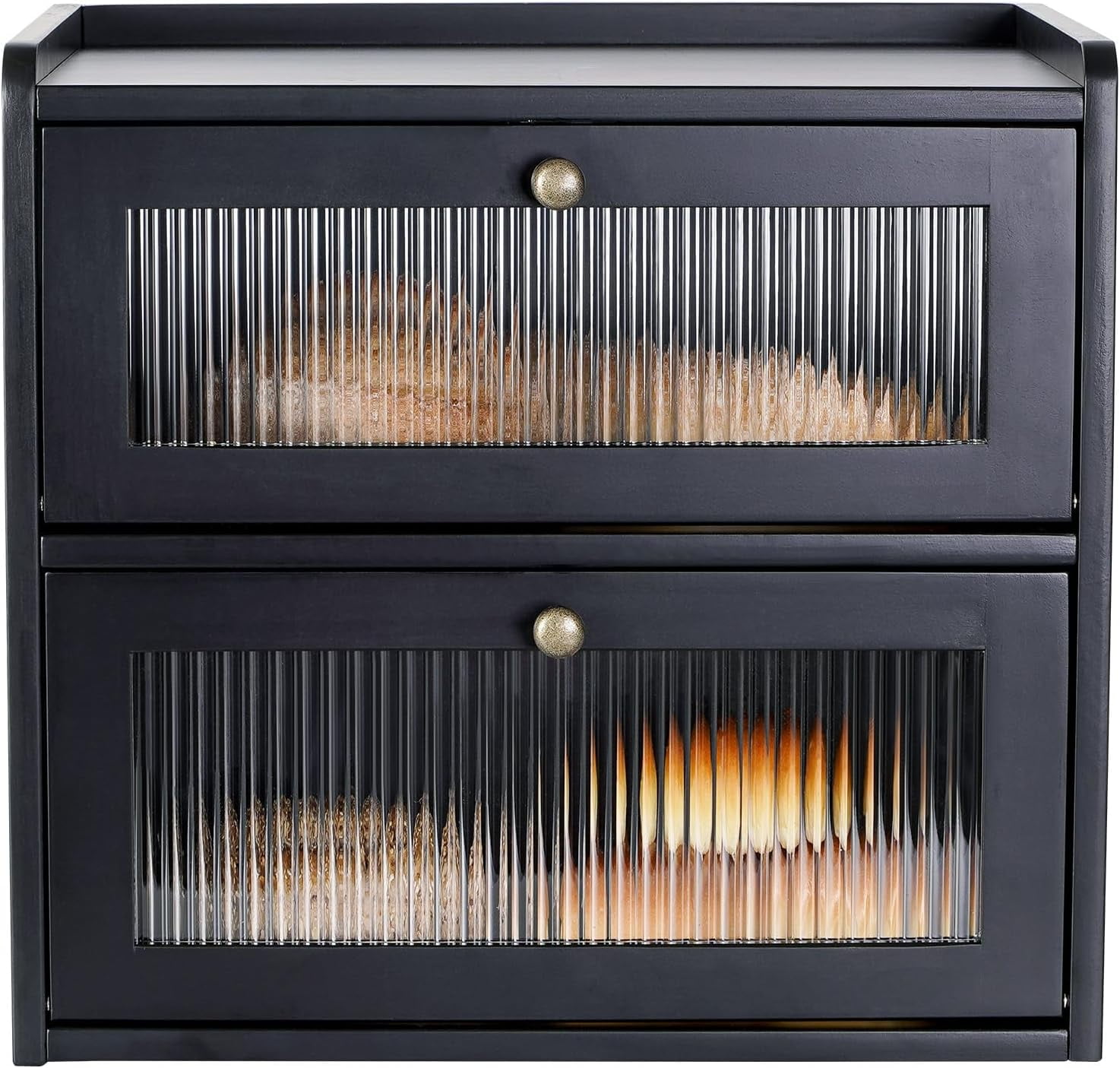 Bread Box for Kitchen Countertop Wooden Bread Storage Container Bin 2 ...