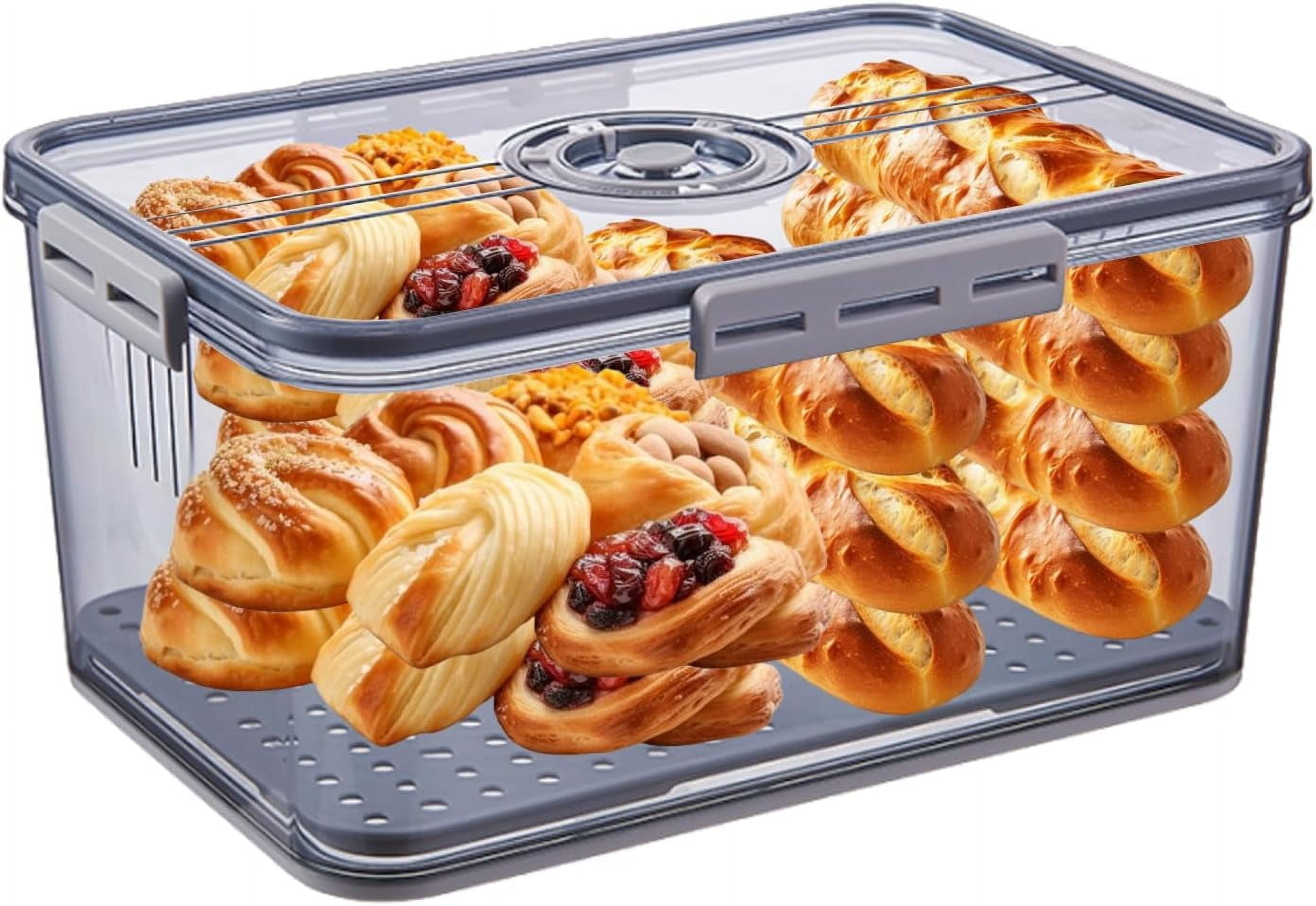 Bread Box with Lid for Kitchen Counter, 10L Airtight Loaf Bread Storage ...
