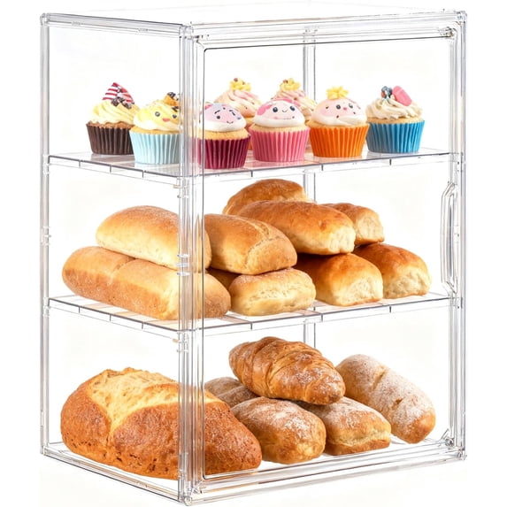 Bread Box, Pastry Display Case for Kitchen Countertop - 3-Tier ...