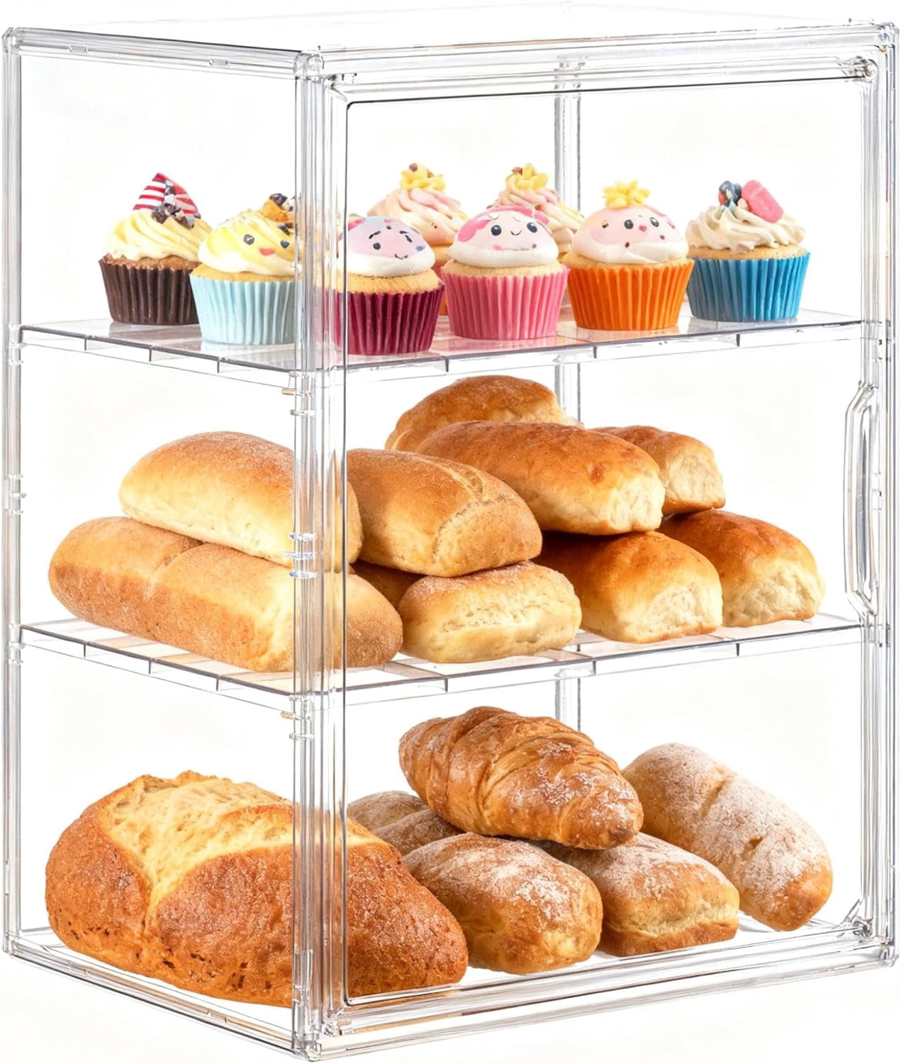 Bread Box, Pastry Display Case for Kitchen Countertop - Adjustable ...