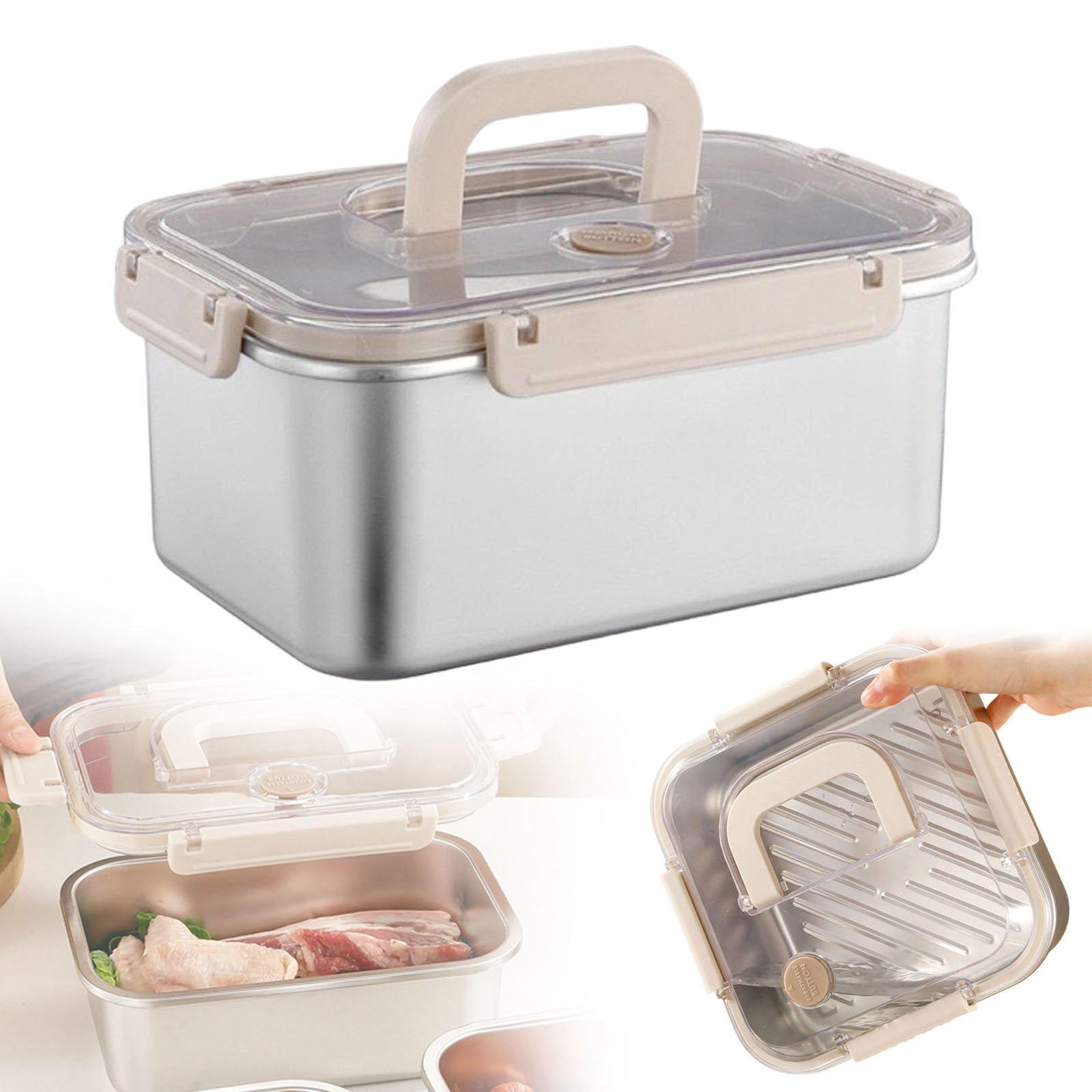 Bread Box Stainless Steel Bread Storage with Handle, Large Capacity ...