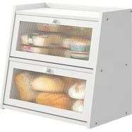 HOMEKOKO Large Capacity Bamboo Bread Box, Double Layer, Kitchen Counter ...