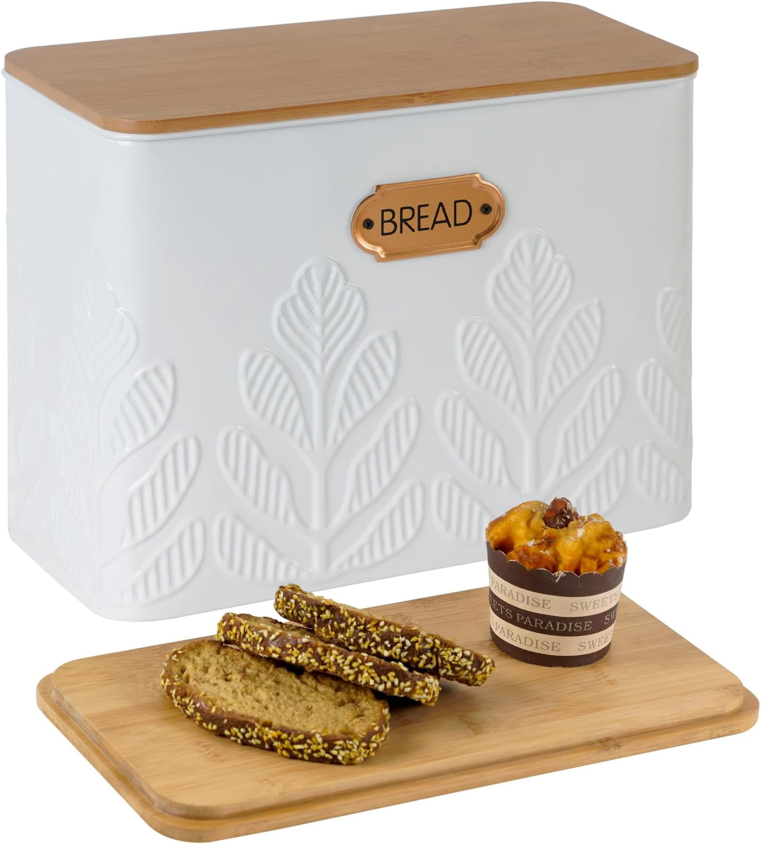 Bread Box for Kitchen Countertop Corner Breadbox for made Bread White ...