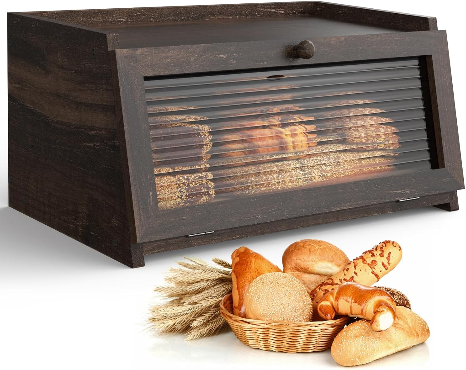 Bread Box for Kitchen Countertop Large Farmhouse Bread Container Bread ...
