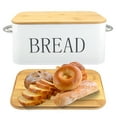 Bread Box with Cutting Board Lid, Large Metal Bread Box, Air Vents to ...