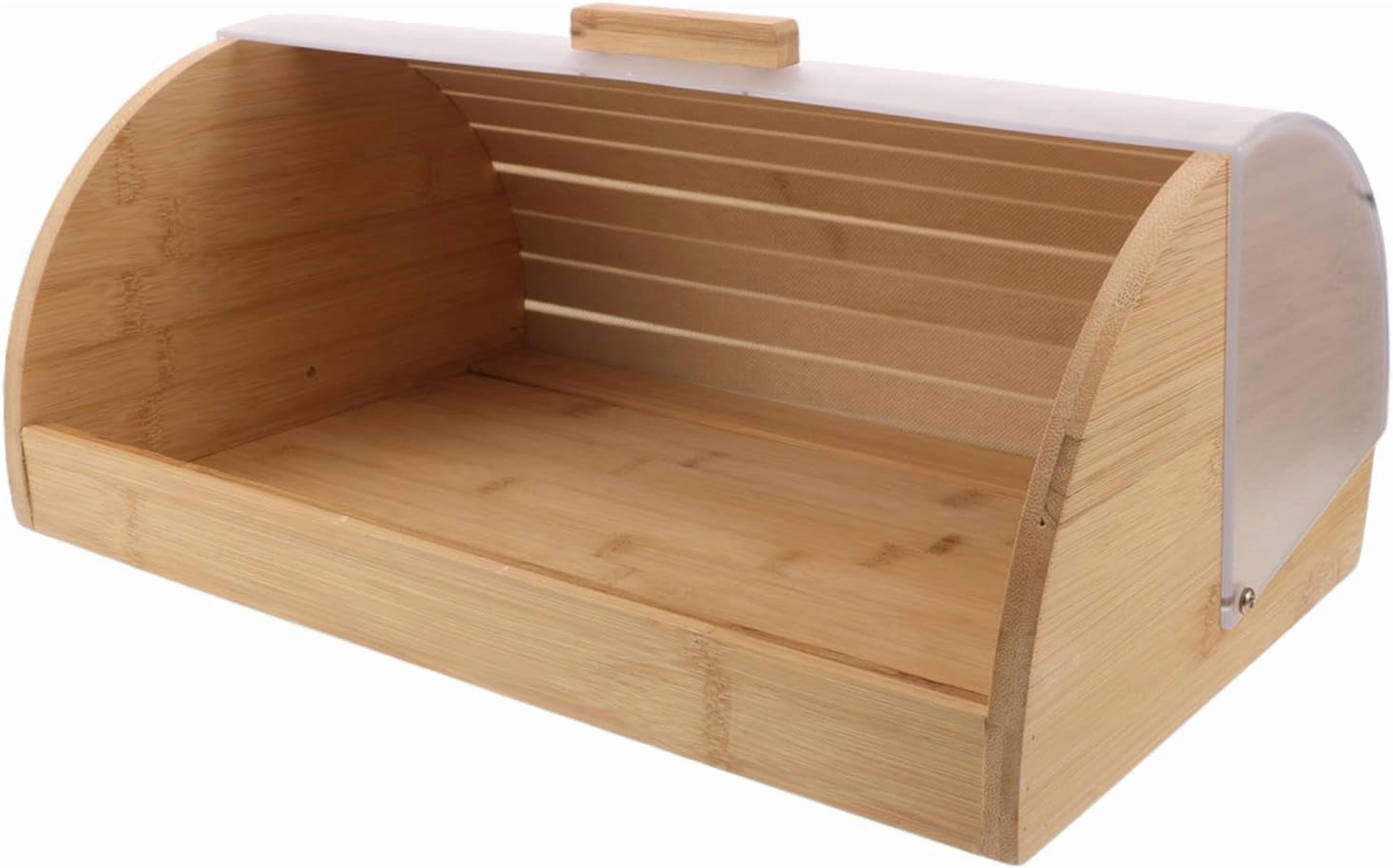Bread Box with Transparent Roll-top Acrylic Lid Space-saving Farmhouse ...