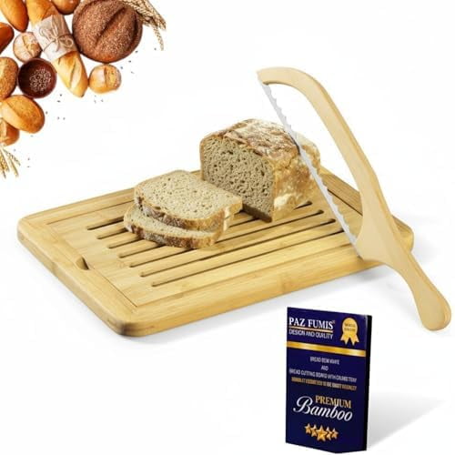 Bread Cutting Board, Bread slicer,Crumb Tray with holder,Bread Serving ...