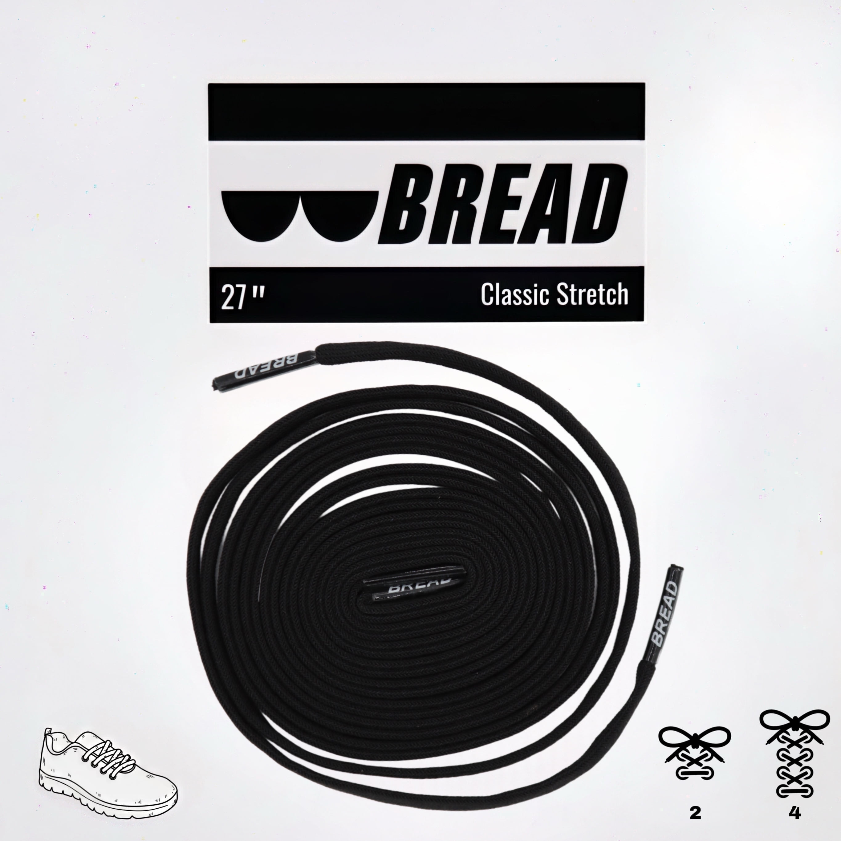 Bread Elastic No-Tie Shoelaces, Classic Stretch, Durable, Slip-On Laces ...