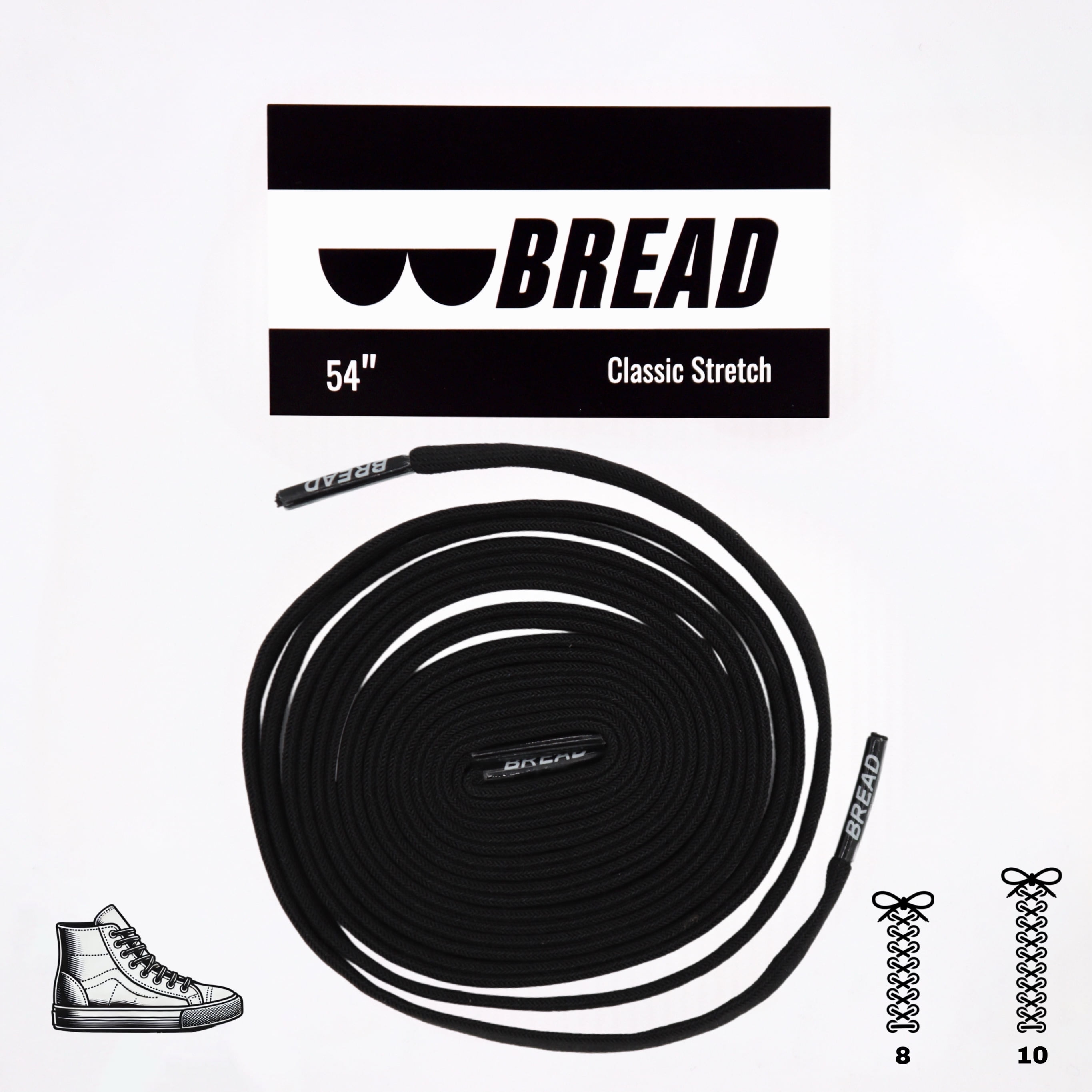 Bread Elastic No-Tie Shoelaces, Classic Stretch, Durable, Slip-On Laces ...
