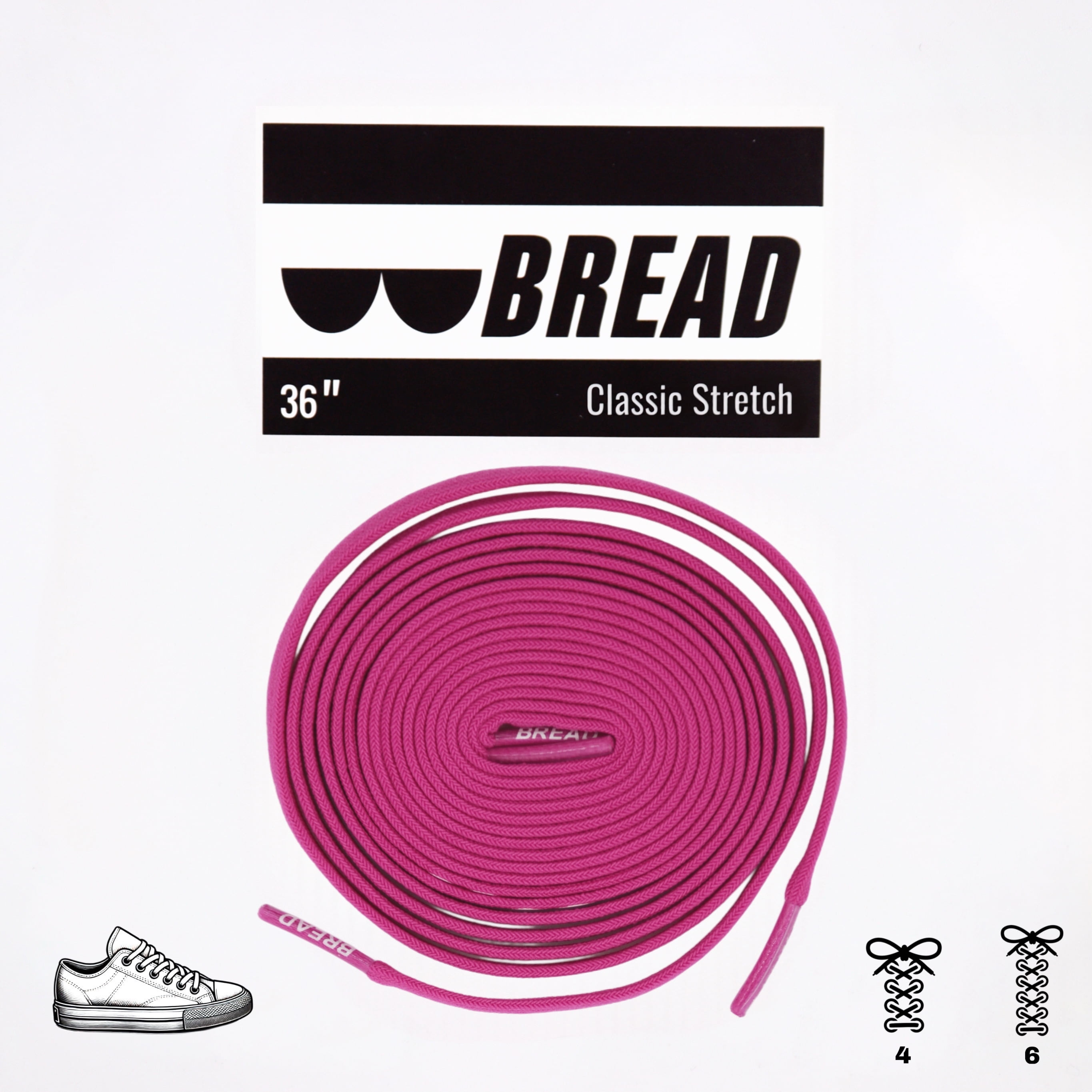 Bread Elastic No-Tie Shoelaces, Classic Stretch, Durable, Slip-On Laces ...
