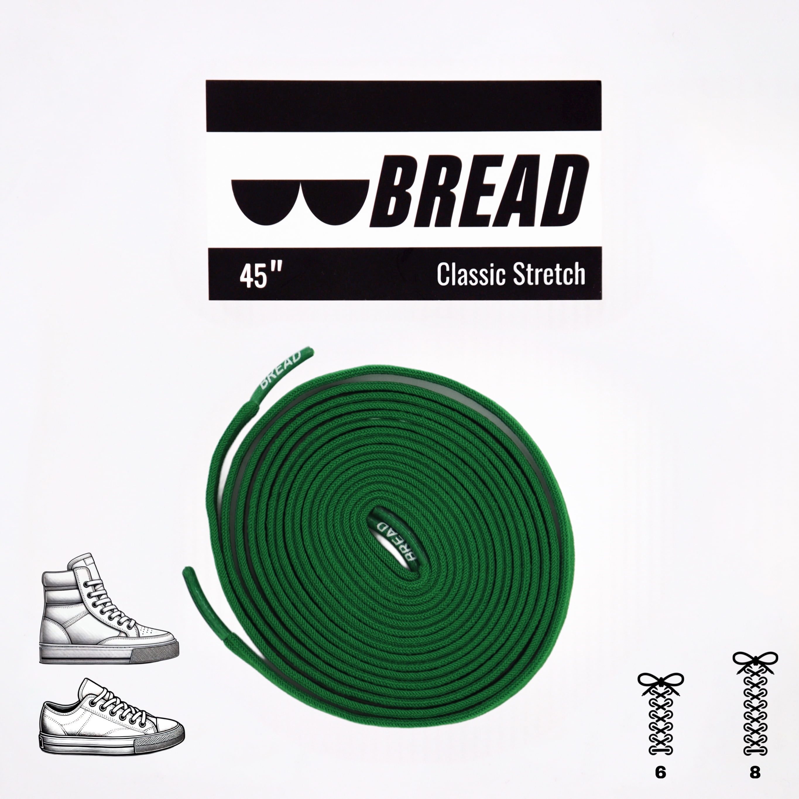 Bread Elastic No-Tie Shoelaces, Classic Stretch, Durable, Slip-On Laces ...