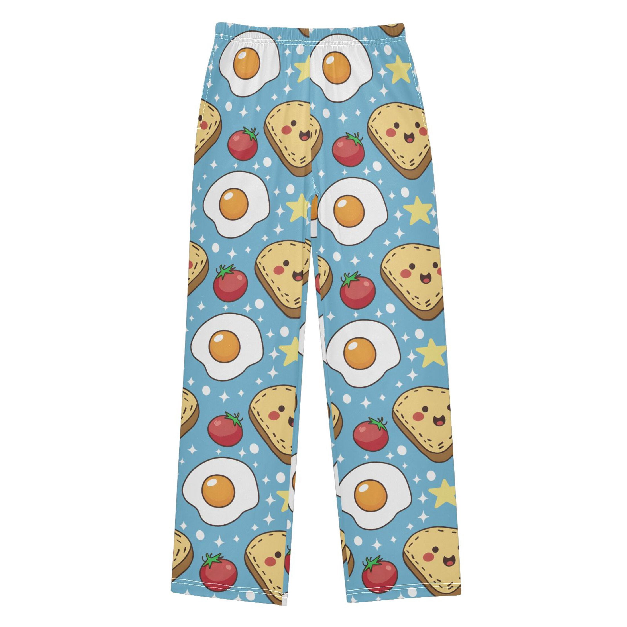 Bread Fried Egg Pattern Pajama Pants Soft Lightweight Lounge Pants ...