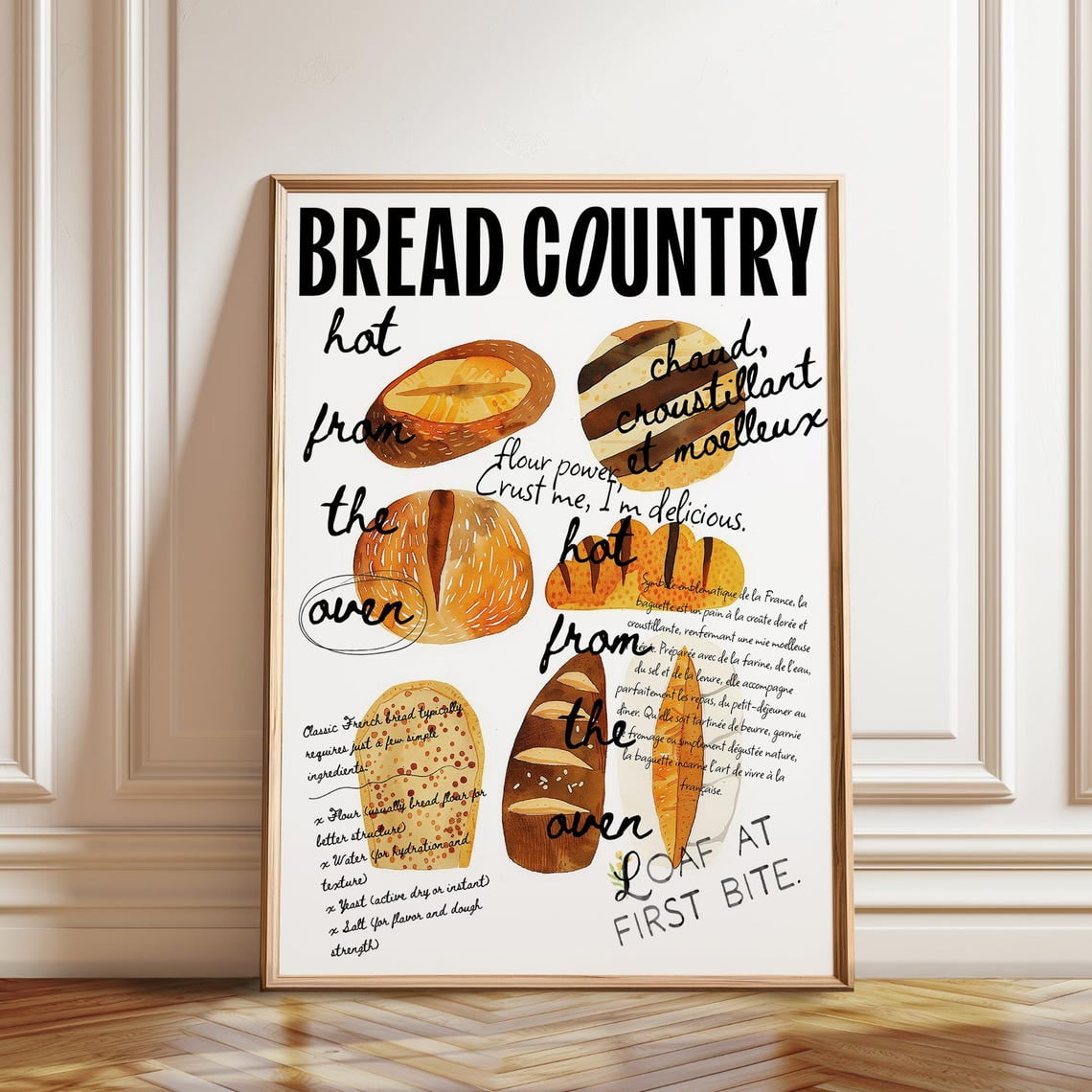 Bread Illustration Art Printfrench Bakery Kitchen Wall ...