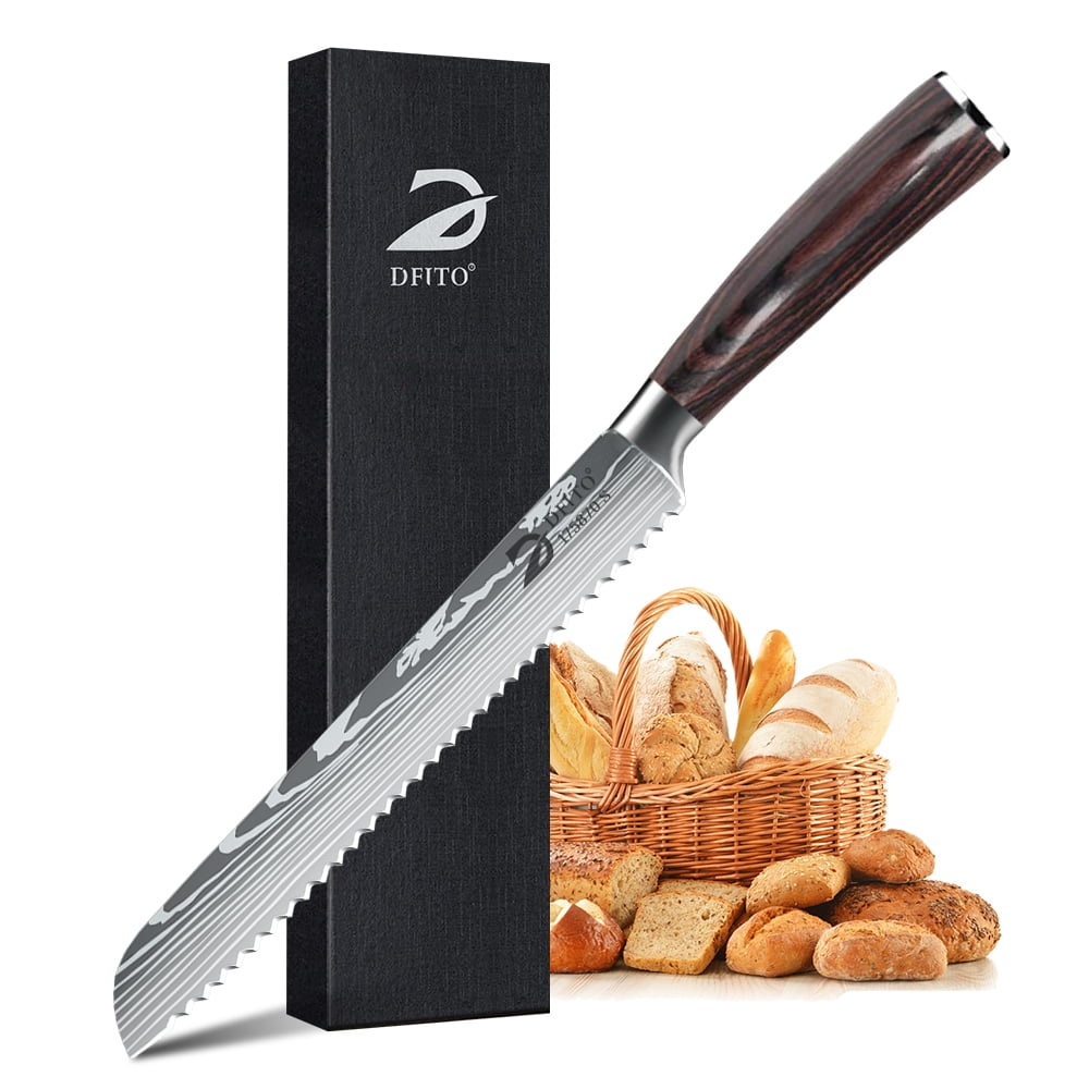 Bread Knife - 8" Serrated Knife for Homemade Crispy Bread - Forged High ...