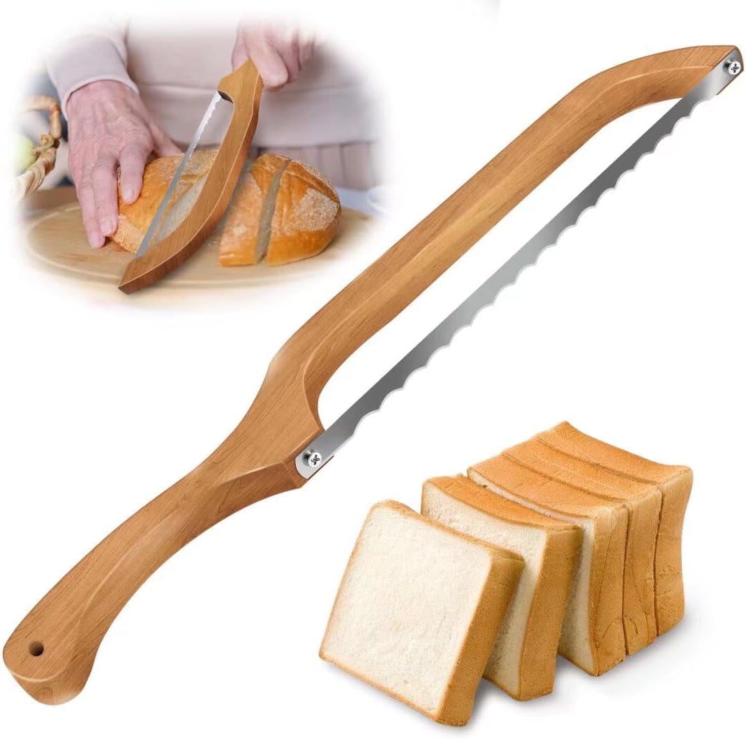 Bread Knife for Homemade Bread - 16" Bread Knife Wooden Bread Slicer ...