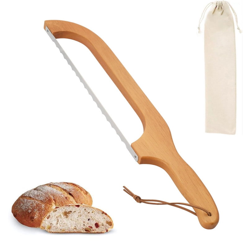 Bread Knife for Homemade Bread, Sourdough Bread Slicer, Wooden Serrated ...