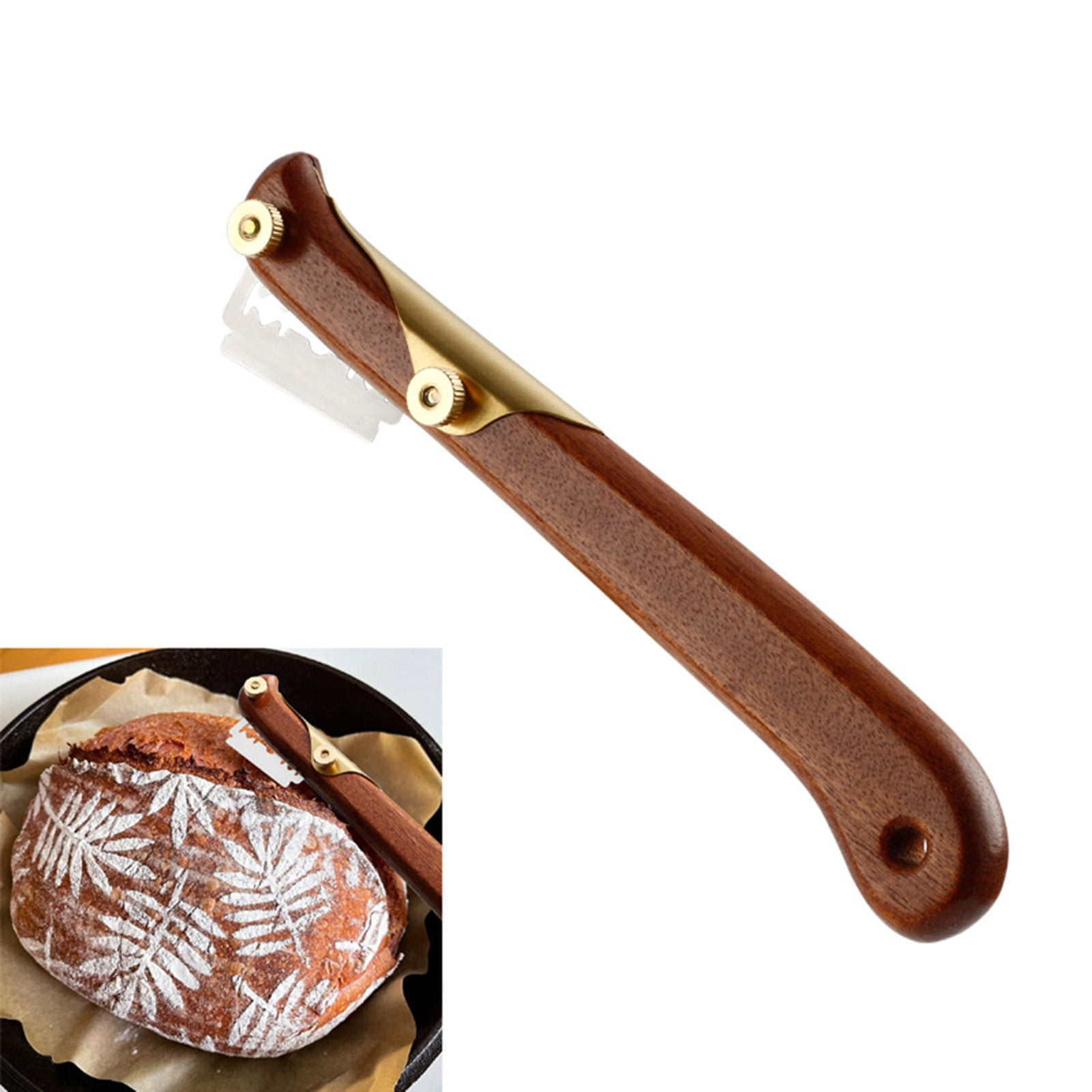 Bread Lame Cutter with 5 Stainless Steel Blades Wood Carved Handle ...